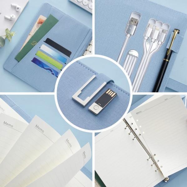 Quality Bulk A5 Looseleaf Leather Power Bank Charge Notebook Multifunctional for sale