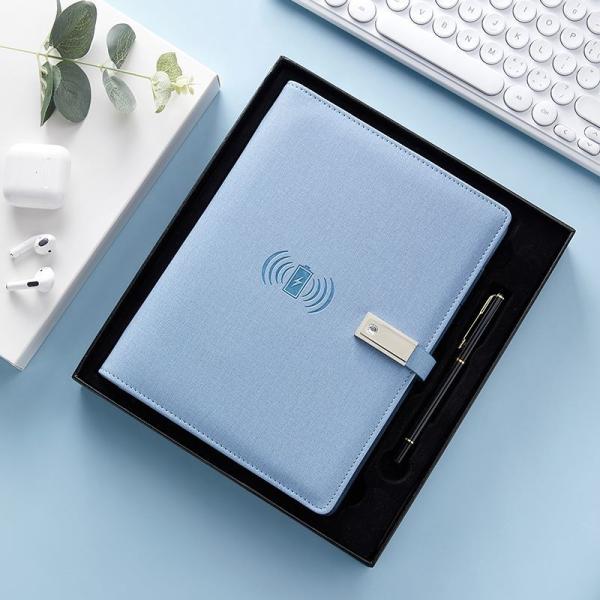 Quality Bulk A5 Looseleaf Leather Power Bank Charge Notebook Multifunctional for sale