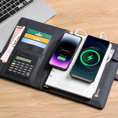 China ODM A5 Loose Leaf PU Bank Notebook With Leather Cover Built In Calculator for sale