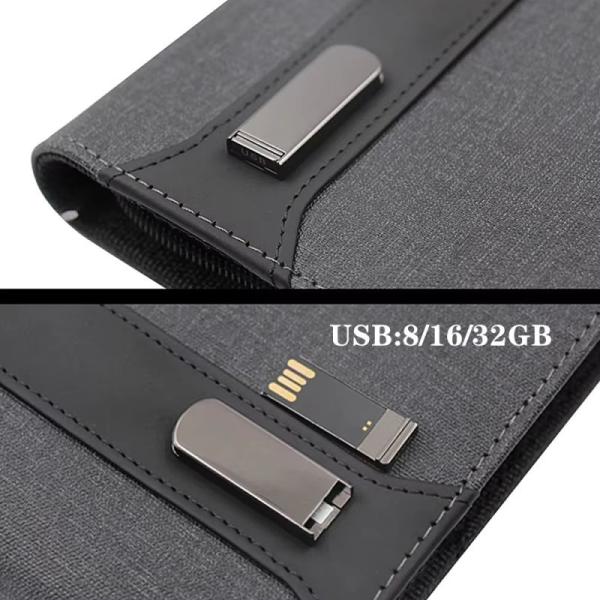 Quality Multifunctional Business Portfolio Folder A4 Leather Notebook LED USB Wireless for sale