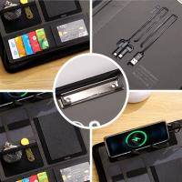 China Multifunctional Business Portfolio Folder A4 Leather Notebook LED USB Wireless Charging for sale