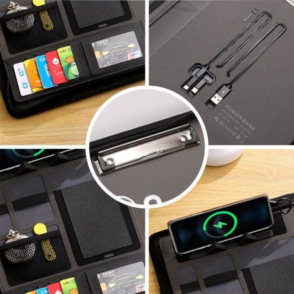 Quality Multifunctional Business Portfolio Folder A4 Leather Notebook LED USB Wireless for sale
