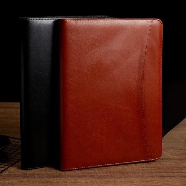 Quality Stamped A4 Conference Leather Presentation Folder Portfolio Binder Custom Logo for sale