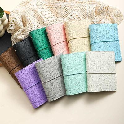 China Custom Embossed PU Leather Pocket Journal Loose Leaf Bound Notebook Gold Stamping for sale