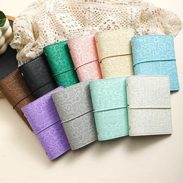 Quality Custom Embossed PU Leather Pocket Journal Loose Leaf Bound Notebook Gold Stamping for sale