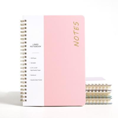 China A5 Macaron Color Spiral Notebook Stationary Gold Foil Hardcover Lined Journal for sale