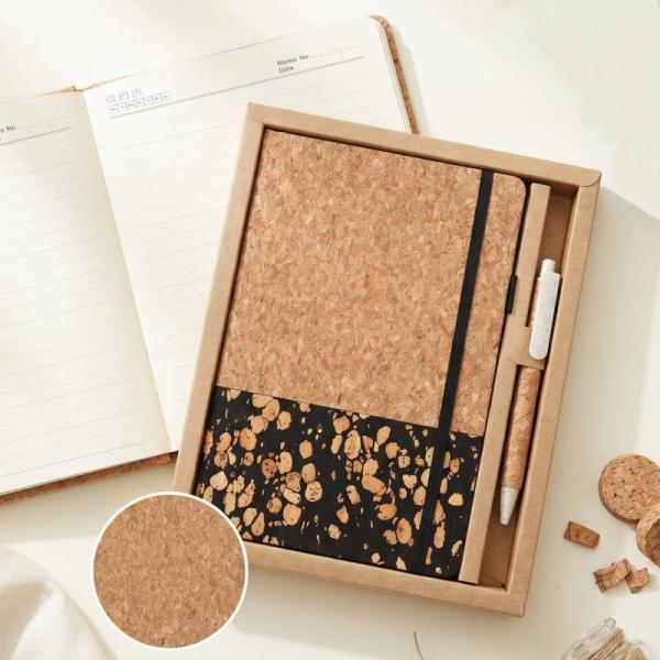 Quality Custom Spliced Wood Cork Notebook Gift Set Bulk For Business & Study for sale