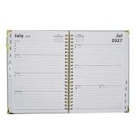 China A5 Gold Spiral Bound Leather Daily Planner Refillable Task Management Journal Notebook for sale