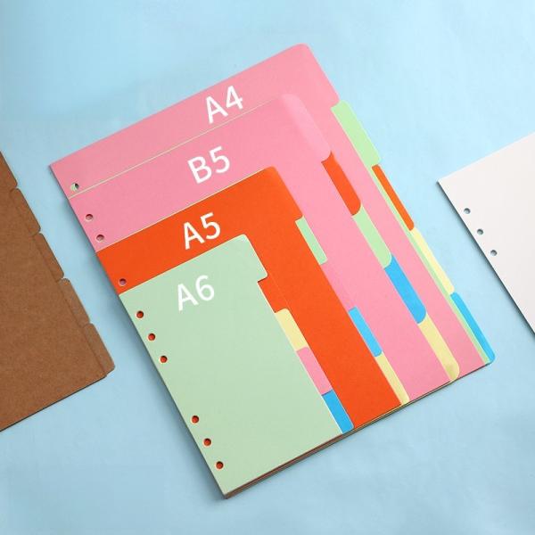 Quality Custom 6/9/11 Hole Color Index Dividers, A5/B5/A4 Loose Leaf Notebook Page Separators, Office School Binder Index Tabs for sale