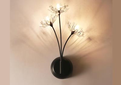 China Bedroom Led Wall Strip Lights 3 Heads Of Romantic Nordic Flower Lanterns Crystal for sale