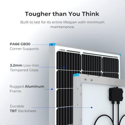 Cina Pannelli solari monocristallini fotovoltaici per balconi 100 Watt 12V OEM in vendita