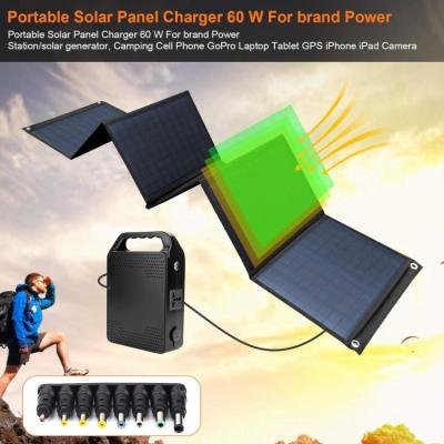 Cina Pannello solare pieghevole ad alta efficienza 60W con USB 5V per campeggio, telefono cellulare in vendita