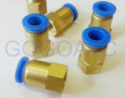 China Straight quick brass hose connector 8mm 1/2 PT pneumatic female threaded union fitting PCF 8-04 air pipe joint for sale
