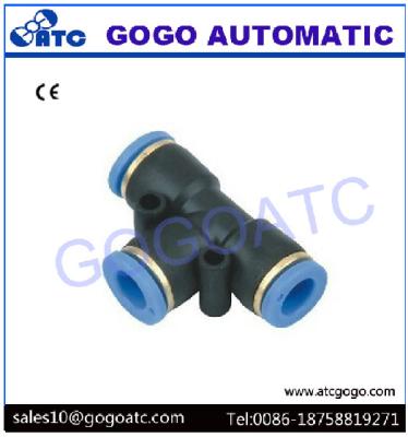 China one touch plastic pneumatic hose nipple fitting t type 6mm quick tube fitting connector air 3 way PE-6 for sale