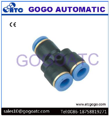 China Pneumatic 8mm Stainless Quick Connect Fittings , Plastic Hose 3 Way Y Type Air One Touch Quick Coupler Fittings for sale