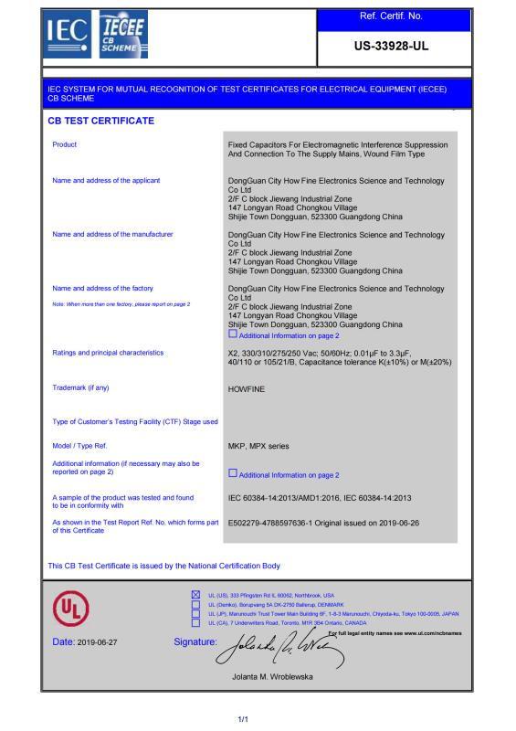 CB - Dongguan HOWFINE Electronic Technology Co., Ltd.