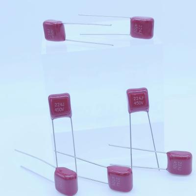 China Red Metallized Polypropylene Film Small Capacitor 220nF 450VDC for sale