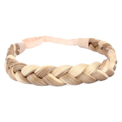 China Hair Decoration Hair Decoration DIGUAN Synthetic Hair Braided Headband Classic Chunky Wide Plaited Braids Elastic Stretch Wig Women (Buttery Toast) factory