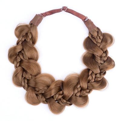 China DIGUAN Hair Decoration Curly Synthetic Braided Headband Wig Women Girl Girl Beauty Accessory Wide (Medium Brown) factory