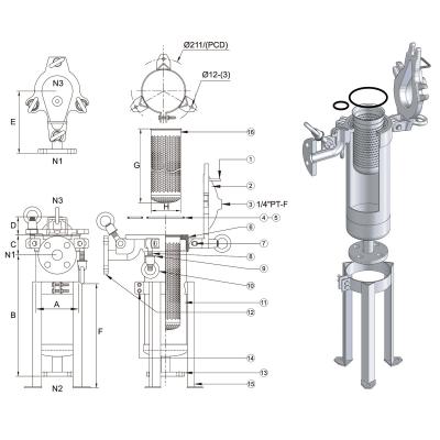 Cina Max.pressure di funzionamento 6.0bar 87psi Bag In Bag Out HEPA Filter Housing in vendita