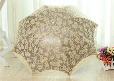 China 3 Fold Strong Windproof Folding Umbrella Sun Parasol Umbrella With Beautiful Lace for sale