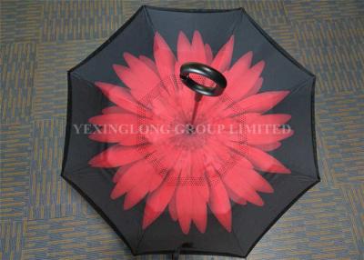 China Durable Creative Reverse Folding Umbrella With Flowers Inside Manual Open for sale