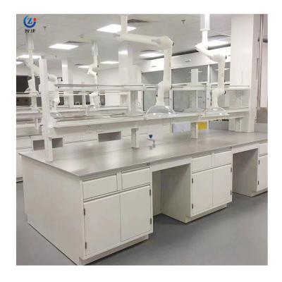 China Adjustable Shelves Lab Island Bench Epoxy Resin Top 2 Cabinets 4 Drawers for sale