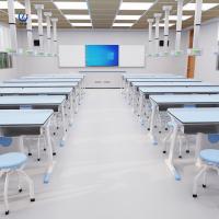 China Rectangle Physics Lab Furniture Polishing Movable Display Workstation for sale