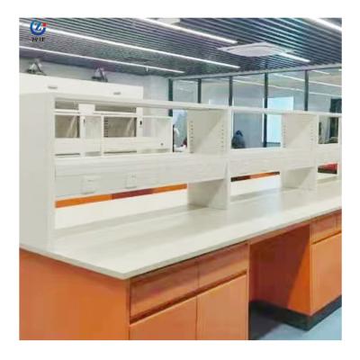 China Customized Length Lab Island Bench Work Table 75x90cm With 2 Lockers 2 Doors for sale