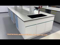 Mobiliário de banco de laboratório resistente a ácidos 4 alças 2 armários com lavatório
