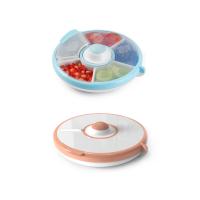 China Round Divided Plastic Containers Multi Compartment Snack Containers for sale