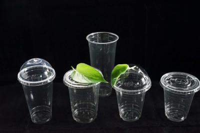 Cina 24 chiari PLA concimabili dell'oncia foggiano a coppa 90mm con i coperchi piani per il succo freddo dell'acqua del tè di Boba della bolla della bevanda in vendita