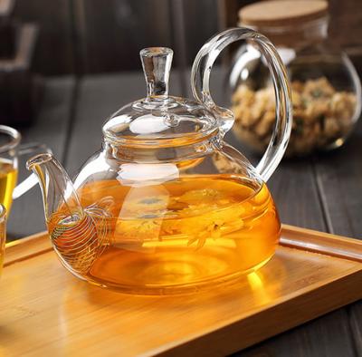 China Clear Heat Resistant Glass Teapot 350ml With removable tea infuser for sale for sale