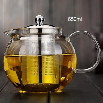 China 1000ml Fire directly 2 4 6 cup tea pot india stainless steel filter teapot heat resistance glass teapot for sale