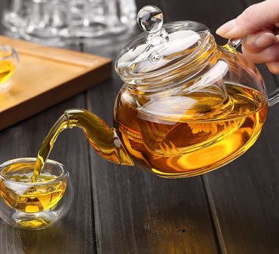 China High Borosilicate Heat Resistant Glass Teapot w/ Infuser Flower/Green Tea Pot for sale