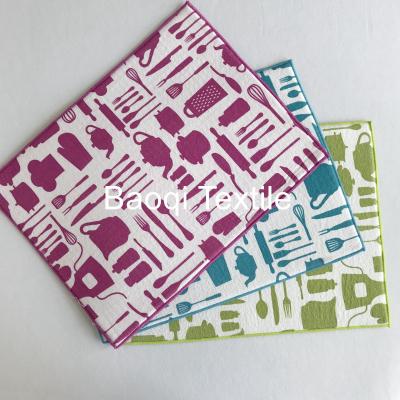 China ECO-friendly OEM absorbent water microfiber printed kitchen mat customized washable pads for sale
