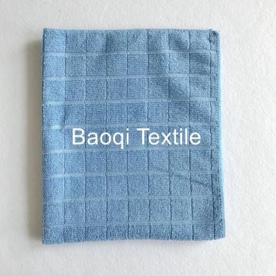 China Chinese blue size 40*60cm microfiber towel polyester grid cleaning towel/ wholesale microfiber towel for car cleaning for sale