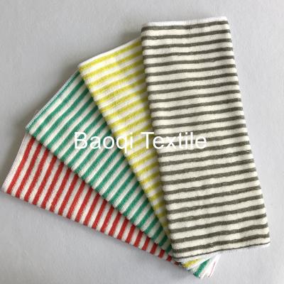 China Coloed size 40*40cm microfiber stripe towel polyester plain cleaning towel/ wholesale microfiber dish towels for kitchen for sale
