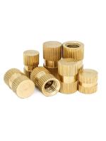 China Solid Brass Knurled Nuts Blind Hole Single Pass Copper Insert Thumb Nuts for Electronic Machinery for sale