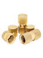 China Solid Brass Knurled Nuts Blind Hole Single Pass Copper Insert Thumb Nuts for Electronic Machinery for sale