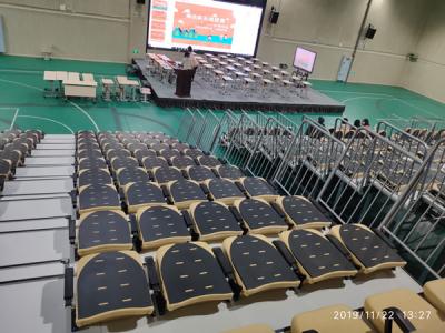 China White Armchair Telescopic Bleacher Seating System Remote Control for sale