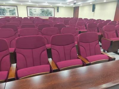 China VIP Movable Steel Leg Folding Auditorium Chairs With Hidden Tablet for sale