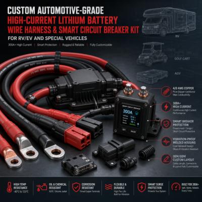 China Custom Automotive-Grade High-Current Lithium Battery Wire Harness & Smart Circuit Breaker Kit for RV/EV & Special Vehicles for sale