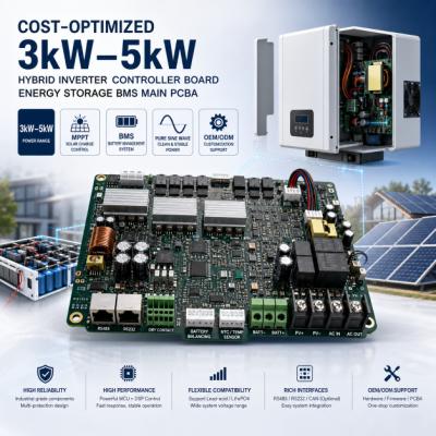 China Cost-Optimized 3kW-5kW Hybrid Inverter Controller Board – Re-Engineered PCBA Layout with 1:1 Parametric Equivalent for sale