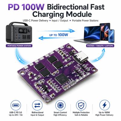 China PD 100W Bidirectional Fast Charging Control Module for Portable Power Stations for sale