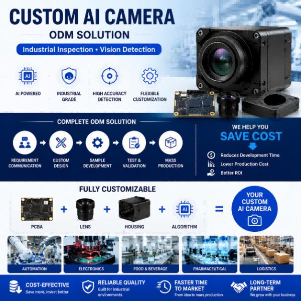 Quality Custom AI Camera ODM Solution Industrial Inspection Vision Detection PCBA Lens Housing for sale