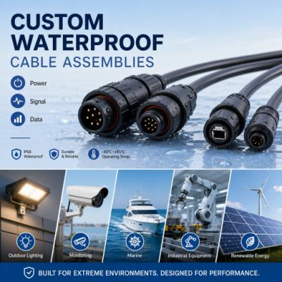 China Custom Waterproof Cable Assemblies Power Signal Data Outdoor Lighting Monitoring Marine Industrial Equipment for sale