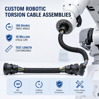 China Custom Robotic Torsion Cable Assemblies 180 Degree Twist Angle 10 Million Cycle Life Test Length for sale