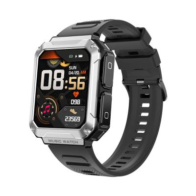 China Rainbuvvy T93 zilver Smart Watch Headset TWS 4GB Memory Draadloze Temperatuur Bluetooth Call 1.96 Inch Sport Muziek Oordopje Mannen Vrouwen Horloge Telefoon for sale