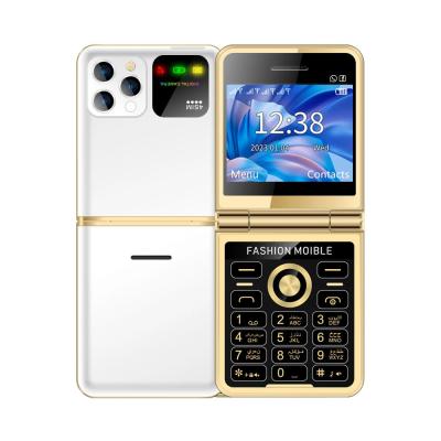 China Four SIM Dial Bluetooth LED Flashlight Super Thin Feature Phone P20 Foldable 2.4'' HD Screen for sale
